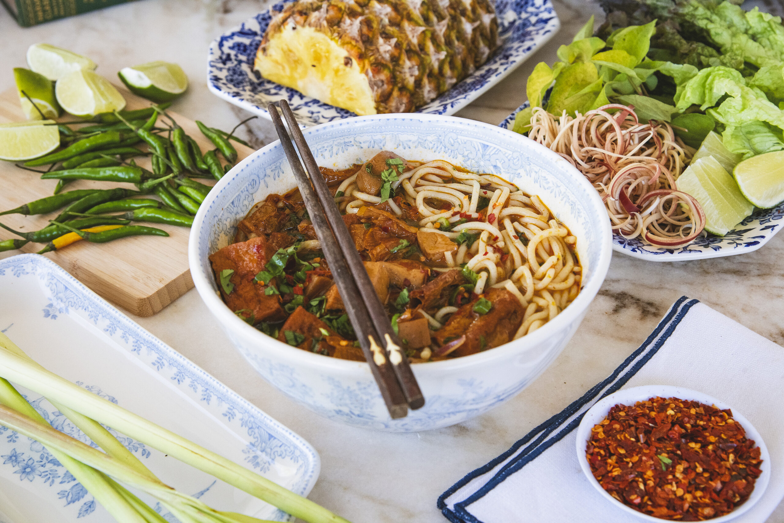 Spicy Vietnamese Vegan Noodle Soup | Bun Bo Hue Chay - Cindy Lam Cuisine