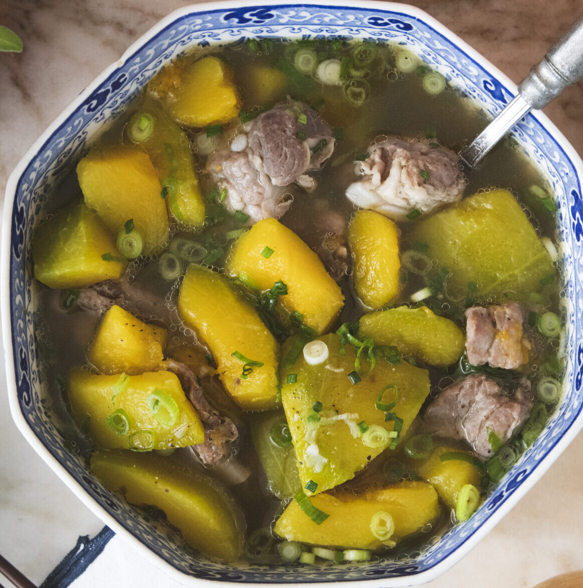 Vietnamese Kabocha Squash with Pork Ribs Soup | Canh Bi Bo Nau Suon Heo ...