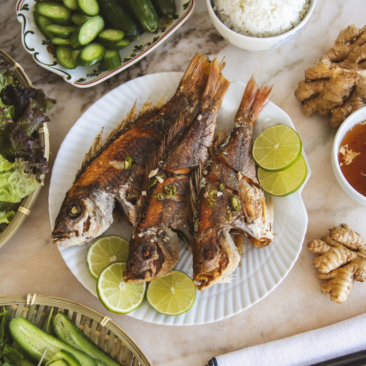 Vietnamese Fried Fish with Ginger Fish Dipping Sauce | Ca Chien with ...