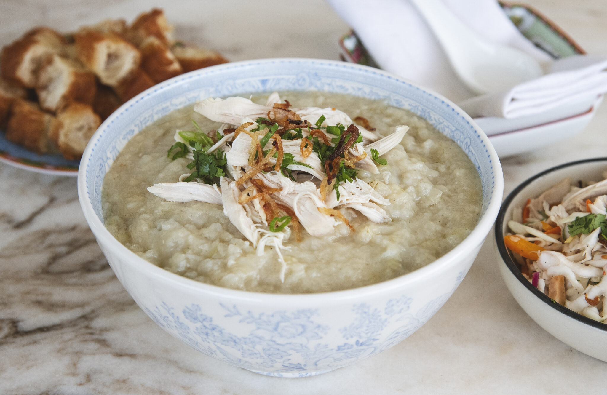 Quick Version: Rice Porridge and Chicken Cabbage Salad Recipe - Cindy ...