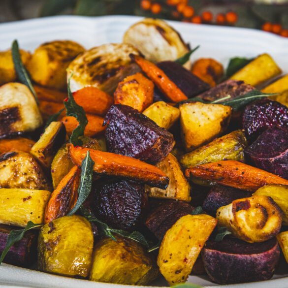 Roasted Root Vegetables with Maple Syrup - Cindy Lam Cuisine